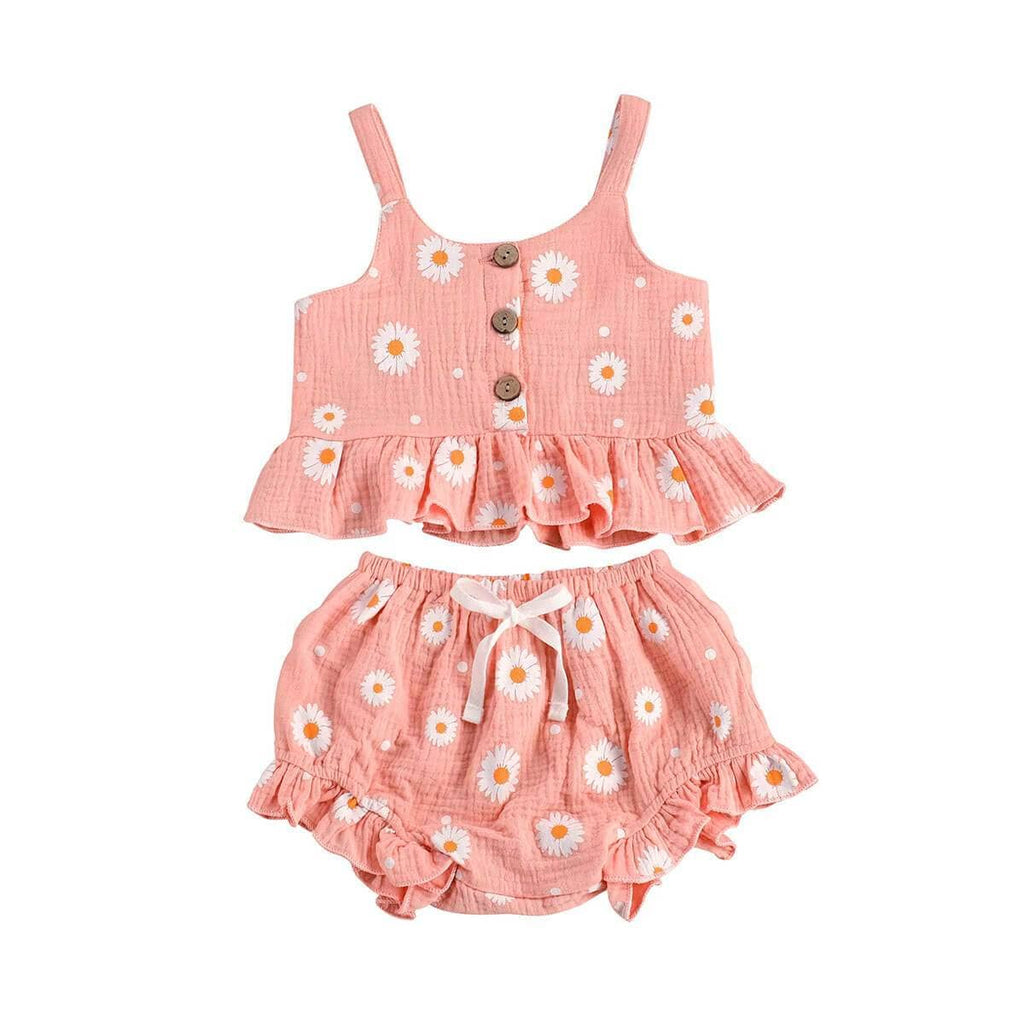 Toddler Girl Daisy Ruffled 2-Piece Outfit Set – The Trendy Toddlers