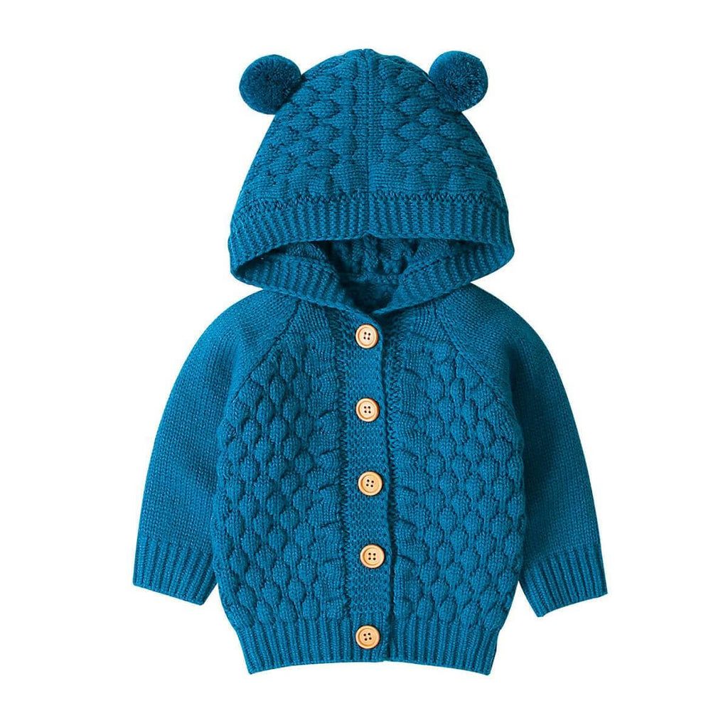 Solid Knit Hooded Baby Cardigan – The Trendy Toddlers